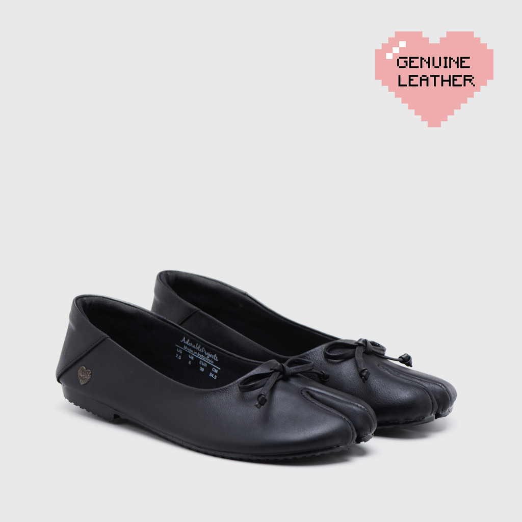 Jual Adorableprojects - Evodia Flat Shoes Genuine Leather Black - Tabi ...