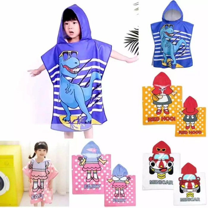 Jual Baju Jubah Handuk Kimono Hoodie Anak Karakter Ponco Poncho Renang ...