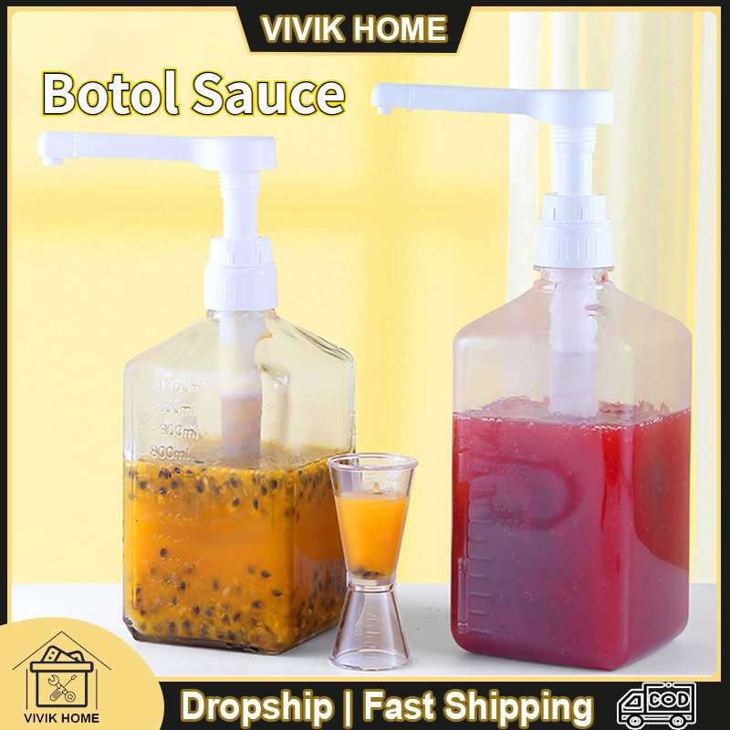 Jual Paket Botol Sirup Plastik 1600 ML Pompa Sirup Tempat Sirup Sugar ...