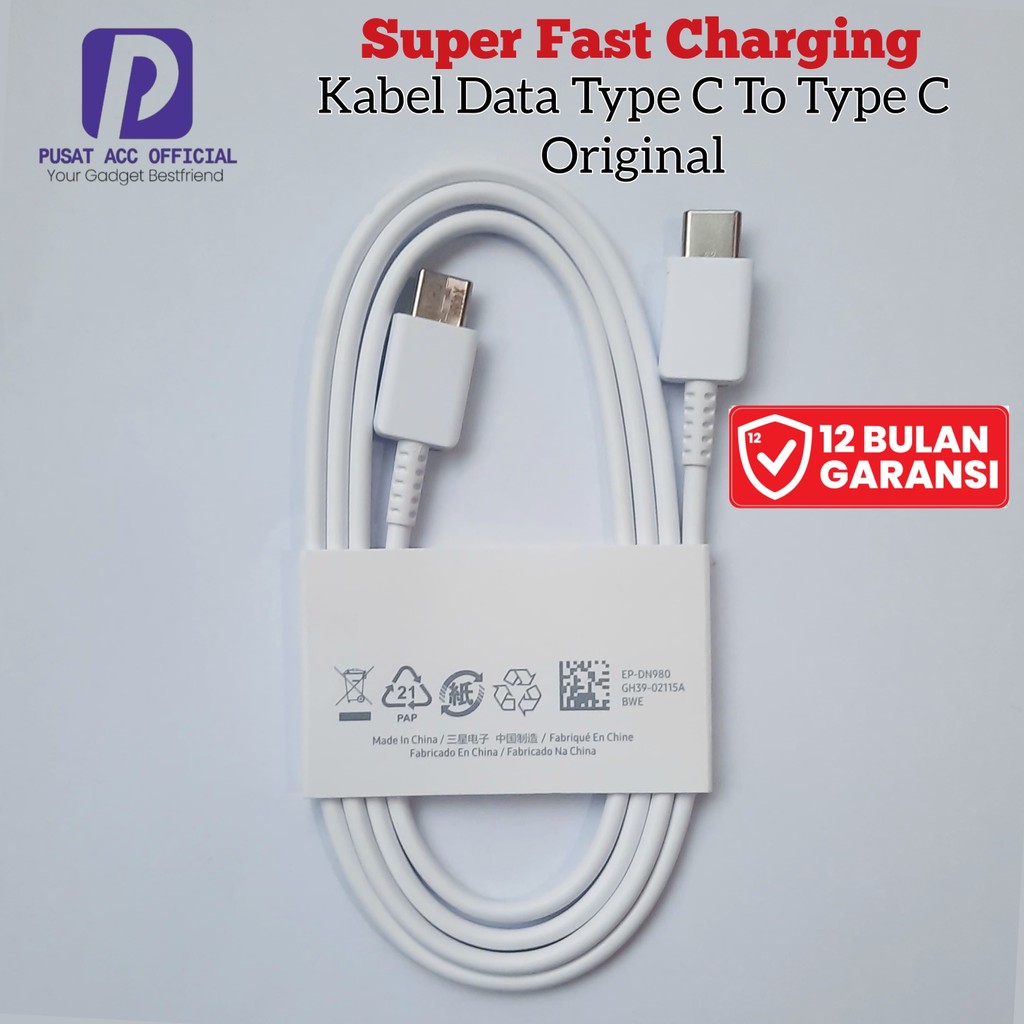 Jual Kabel Data Type C Samsung S20 S21 Ultra Plus Original Super Fast ...