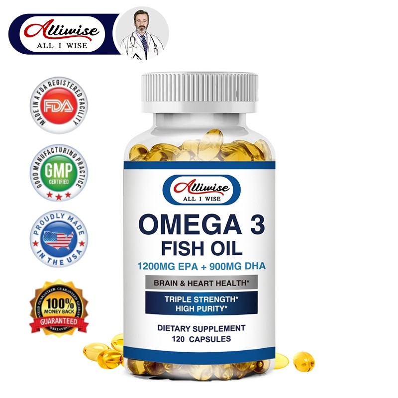 Jual Alliwise Omega 3 Fish Oil Capsules 3600mg EPA & DHA Fatty Acids Supplement Heart, Brain ...