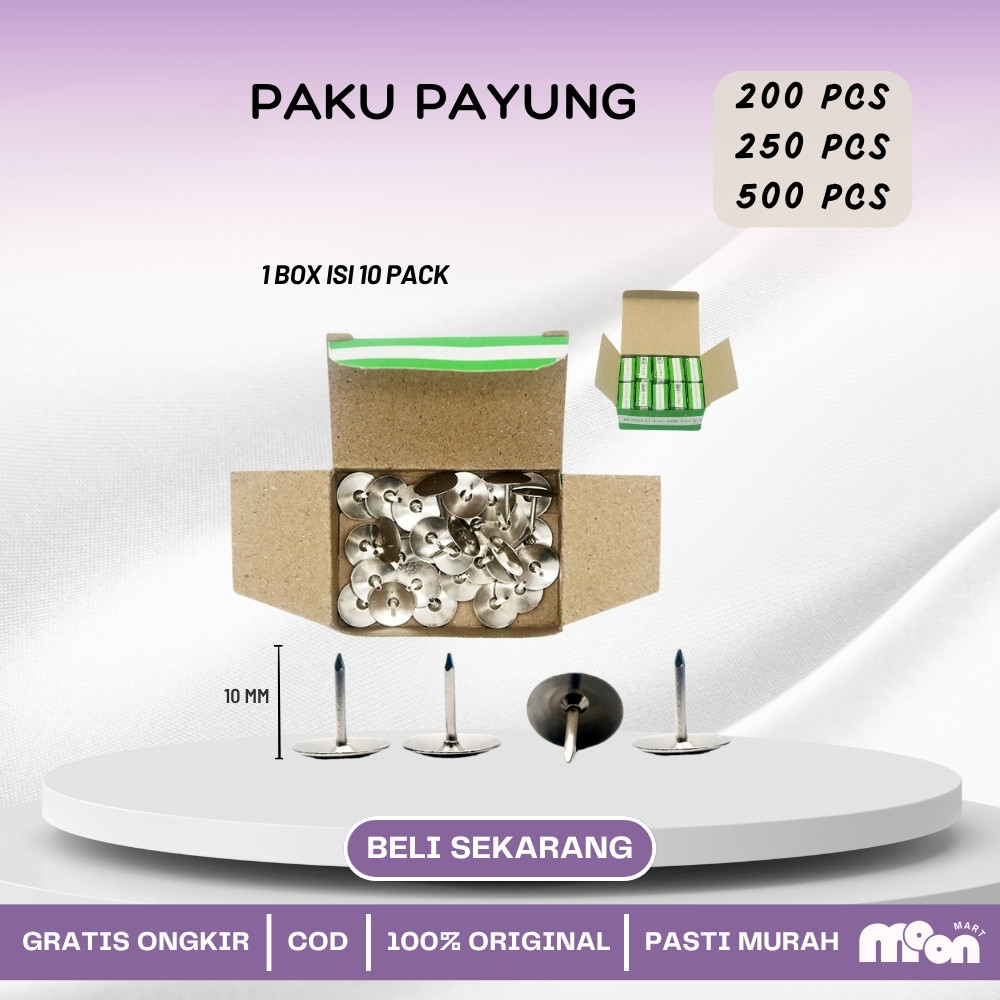 Jual 1 Box isi 10 pak Thumb Tacks / Pines / Paku Payung Bossco A-19~50 ...