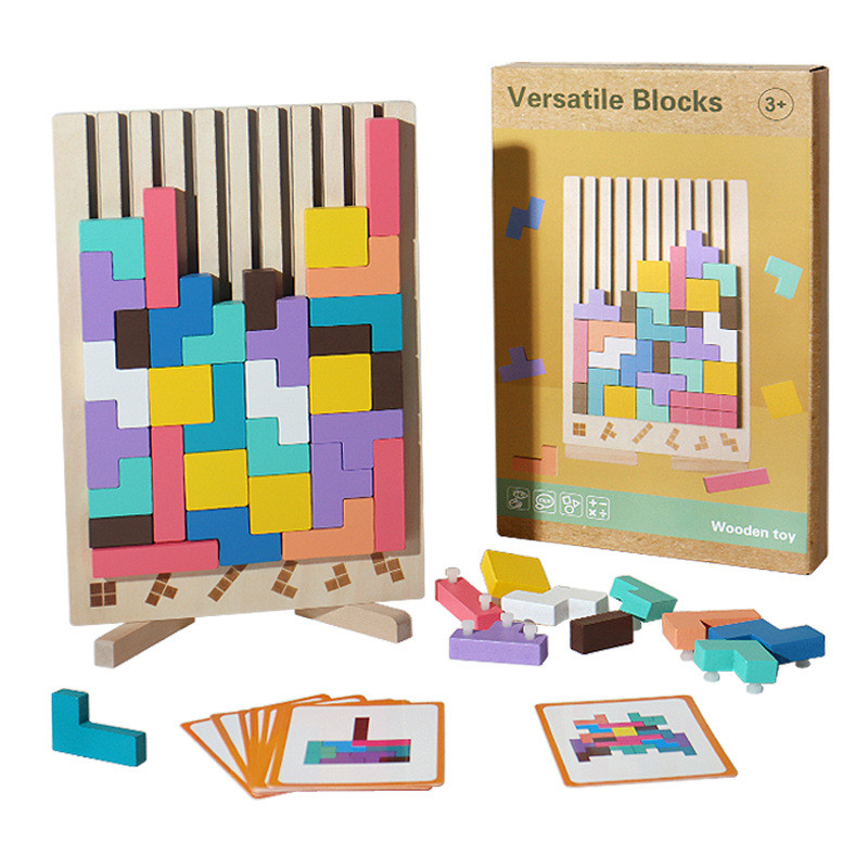 Jual Early Childhood Puzzle, 3D Three-Dimensional Wooden Block Building ...