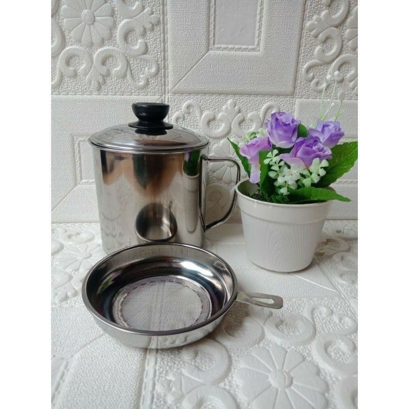 Jual LP OIL POT SARINGAN STAINLESS MINYAK GORENG SISA WADAH JELANTAH ...