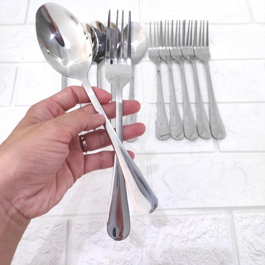 Jual Arena Prabot - Sendok Garpu Makan Stainless 6PCS Korea Tebal Polos ...