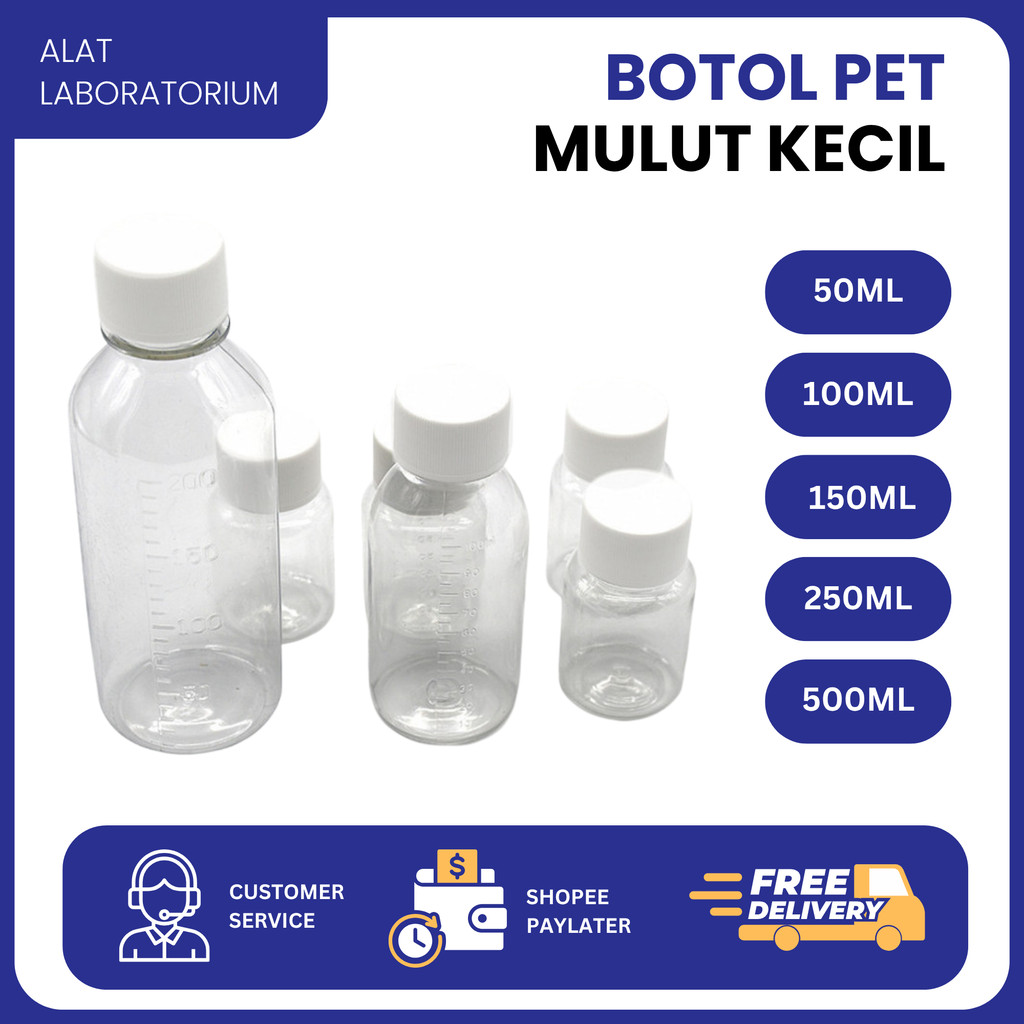 Jual Botol Sampel Plastik PET Mulut Kecil Transparan Sample Bottle Lab ...