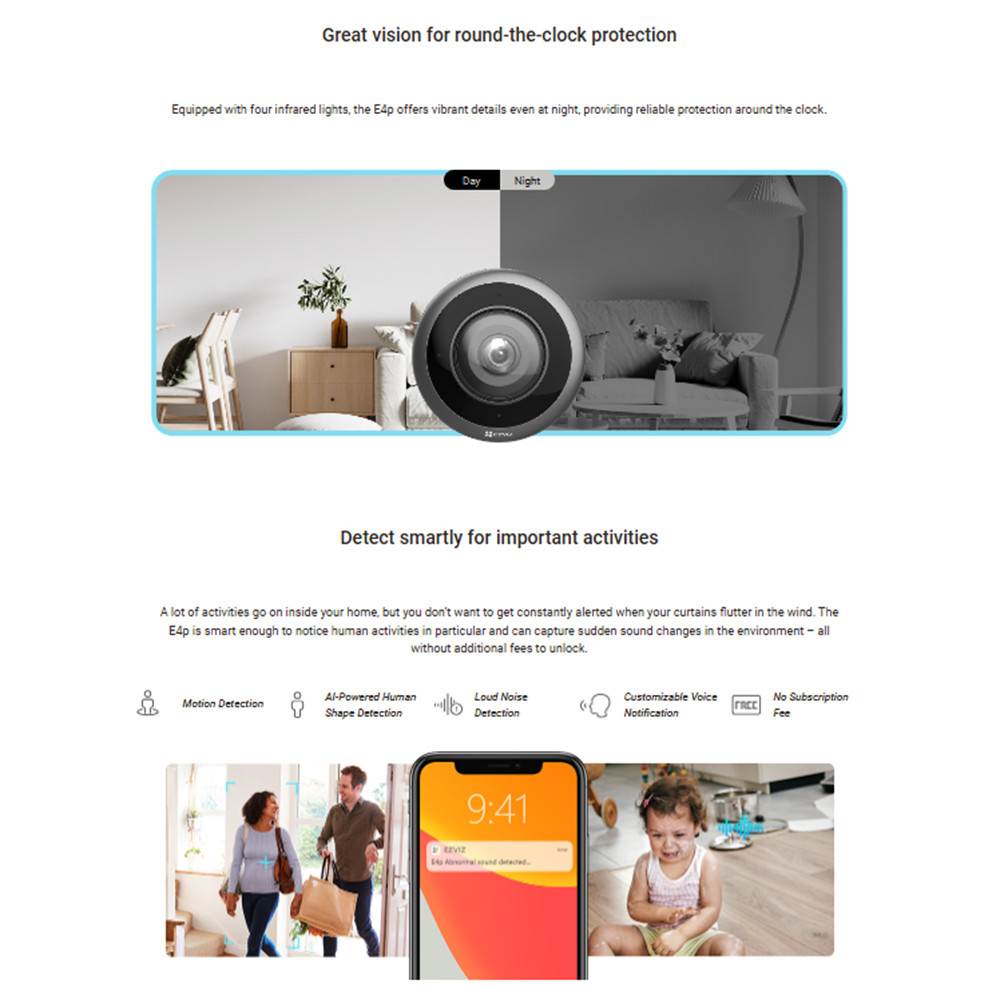 Jual EZVIZ E4P 6MP 3K+ SMART CCTV PANORAMIC FISHEYE 360° TWO WAY AUDIO ...