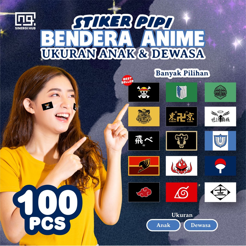 Jual [COD] [100 pcs] Stiker Pipi Bendera Anime Viral | Sticker Bendera ...