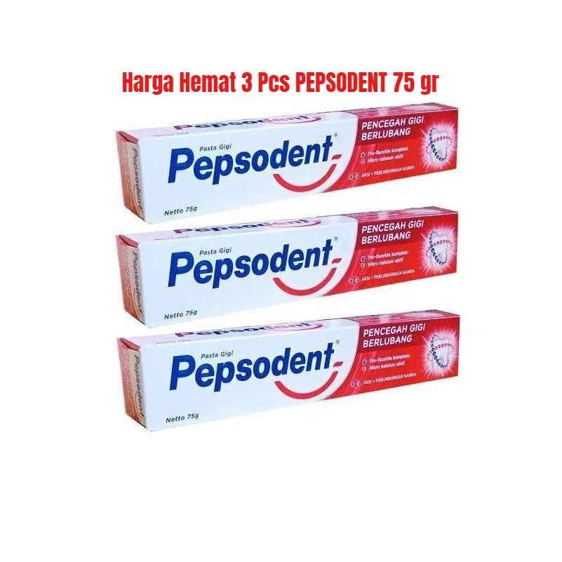 Jual Harga Hemat 3 Pcs Pepsodent 75 gr - Pasta Gigi Pencegah Gigi ...