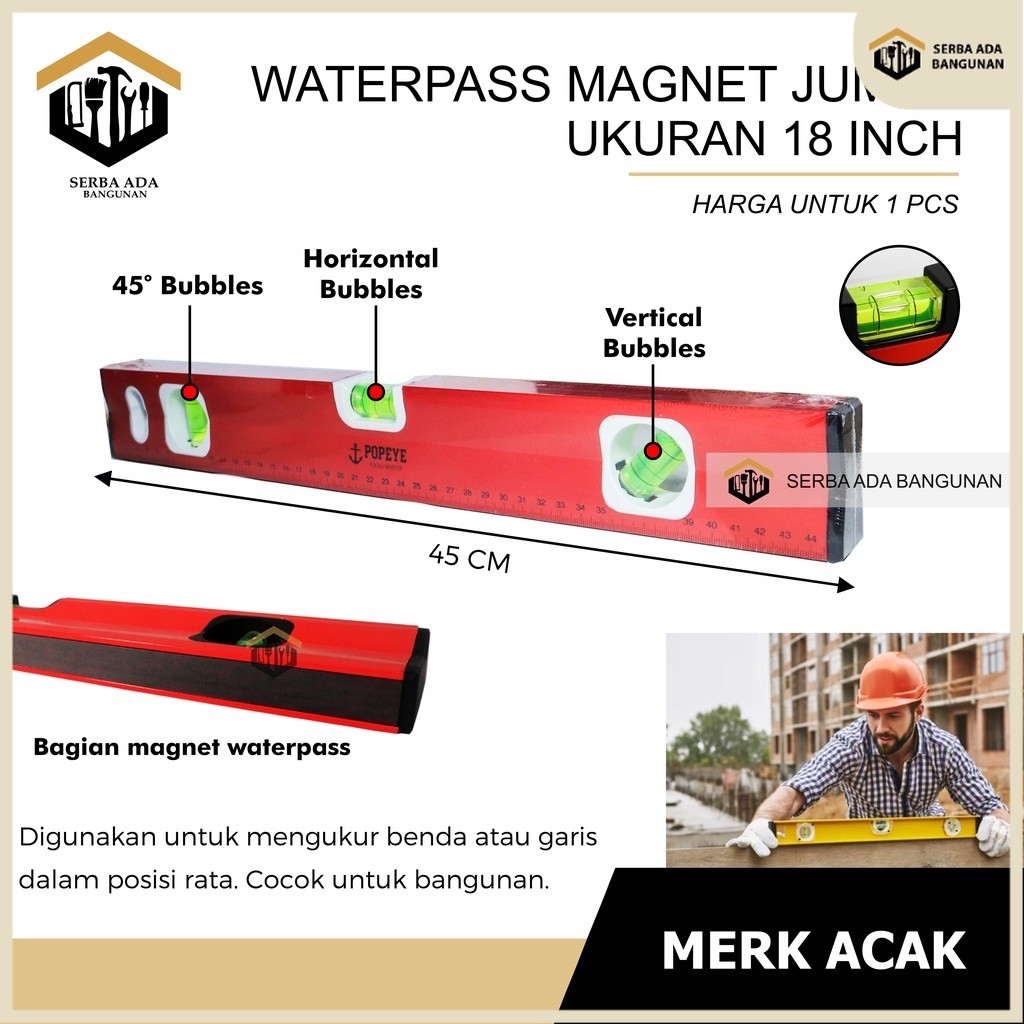 Jual SAB Waterpas Magnet 60cm l Watterpas 24 Inci / Waterpas Magnet 18 ...
