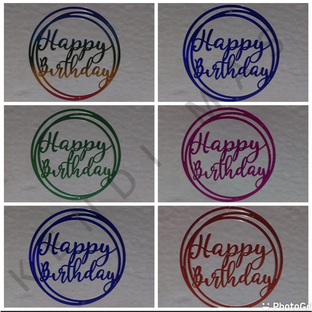 Jual *AC* (ISI 25PCS) CAKE TOPPER motif BULAT tulisan "HAPPY BIRTHDAY ...