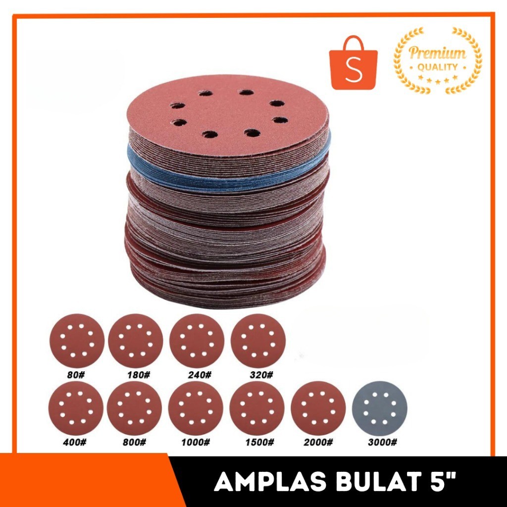 Jual Amplas Bulat Velcro 5Inch Polos Sandpaper Refill Sander 5 Inch ...