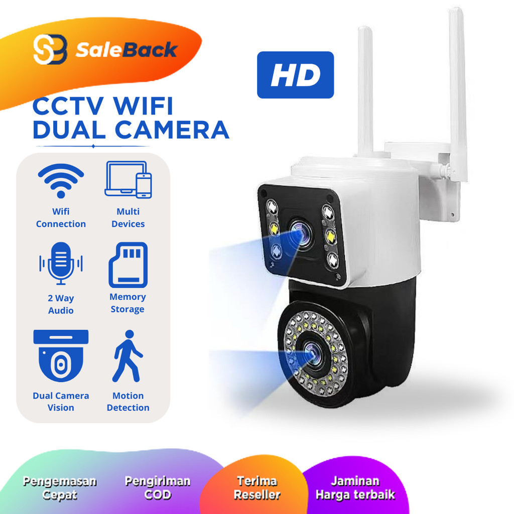 Jual CCTV Wifi Outdoor Waterproof Dual Camera HD Motion Track Night ...