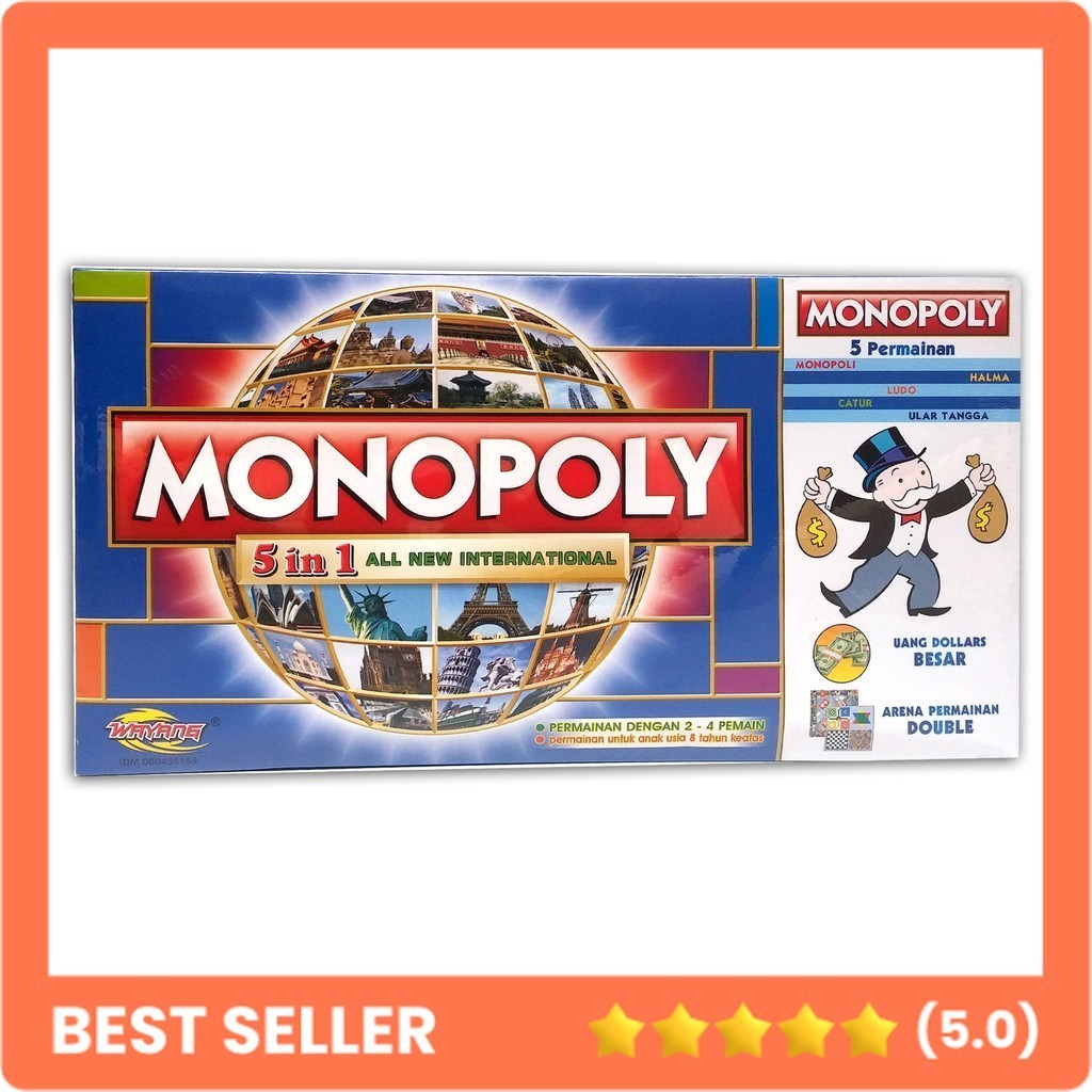 Jual Mainan Monopoly 5 in 1 ( Monopoli , Halma , Catur , Ular tangga ...