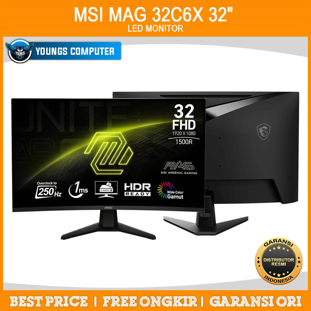 Jual LED MSI MAG 32C6X 32" Curve 1500R 250Hz 1ms Monitor Gaming ...