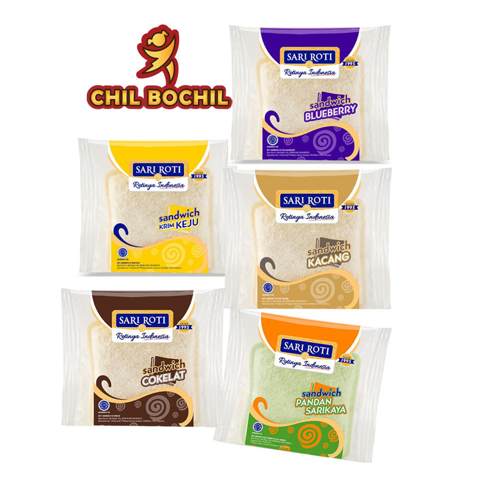 Jual [GRAB/GOJEK] SARI ROTI SANDWICH COKLAT, BLUEBERY, KEJU, PANDAN ...