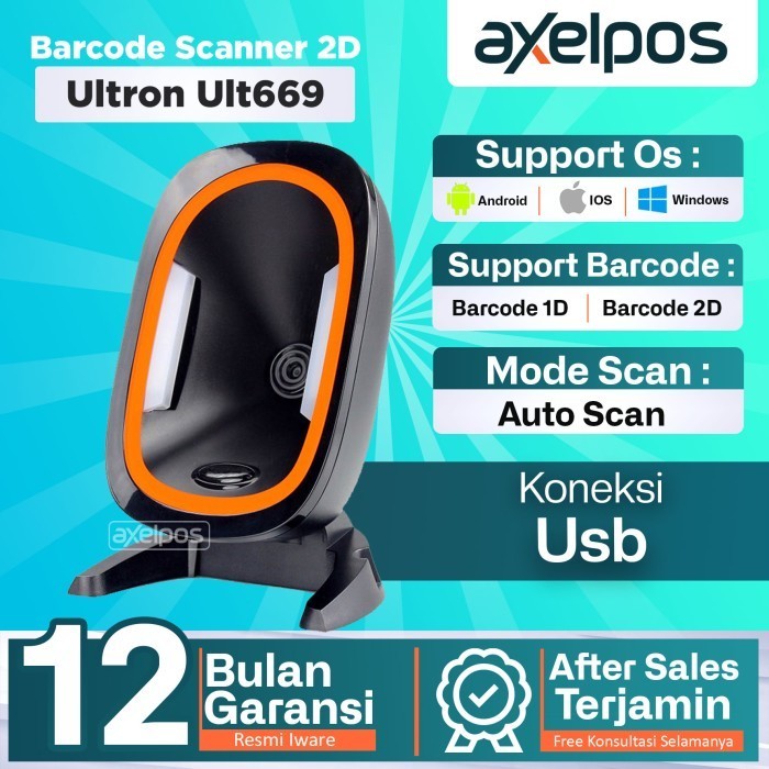 Jual Barcode Scanner Omni Duduk Auto Scan 2D Usb Iware Ult669 | Shopee ...