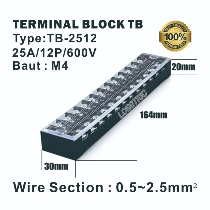 Jual TERMINAL BLOCK TB 2512 ( 25A 12Pole) | Shopee Indonesia