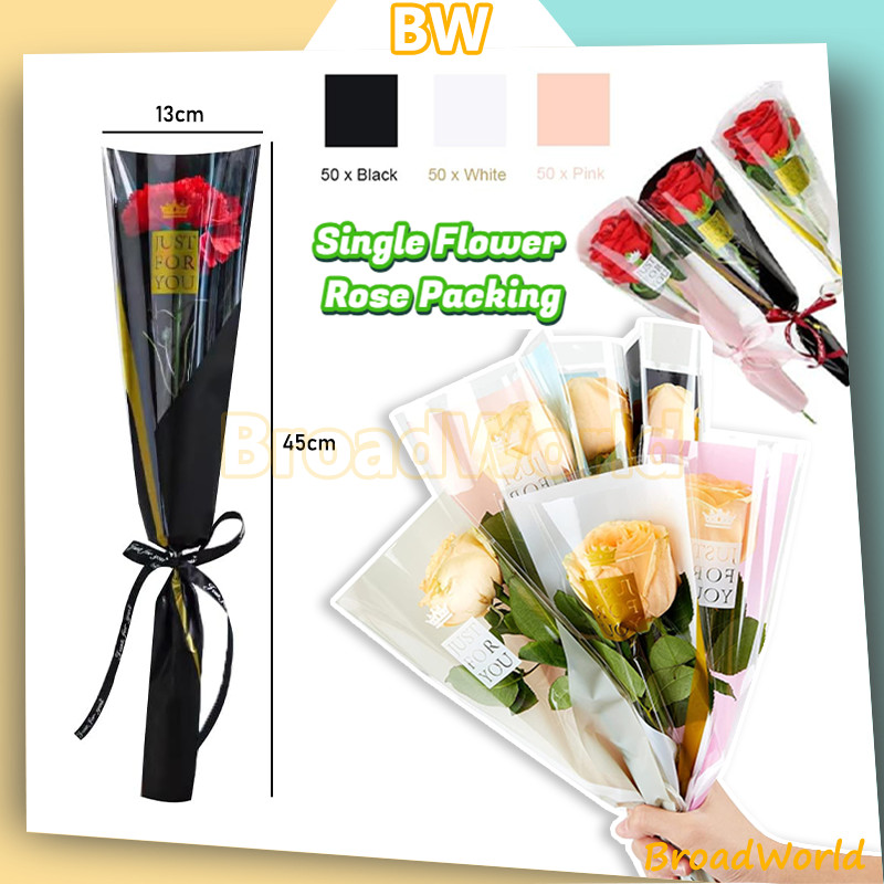 Jual Cellophane Single Rose/bunga mawar bungkus plastik/plastik bunga ...