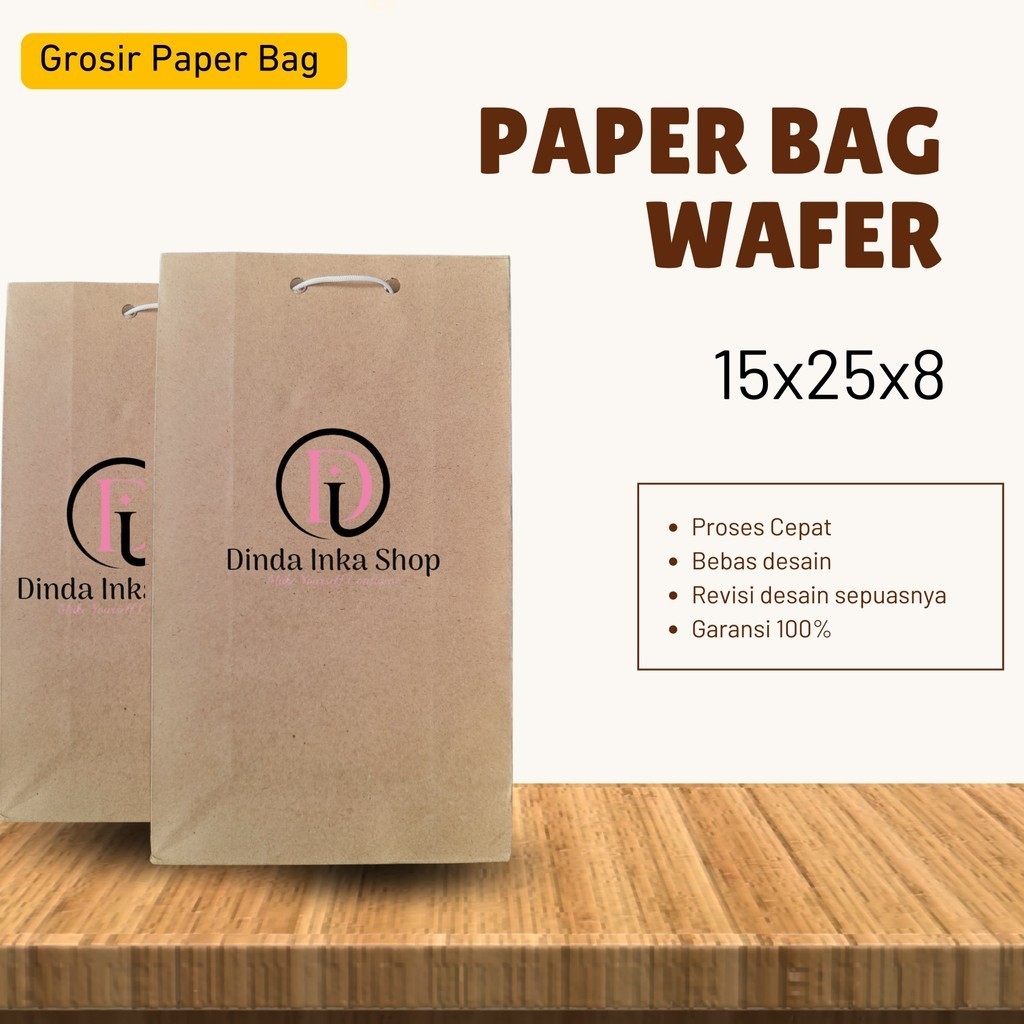 Jual PAPER BAG SABLON WAFER / PAPERBAG SABLON 15 X 25 X 8 / PAPER BAG ...