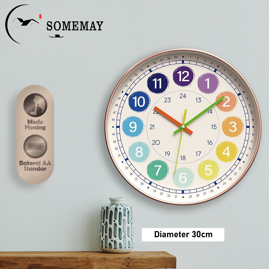Jual SOMEMAY Jam dinding edukasi anak 30CM M53 / Jam dinding aesthetic ...