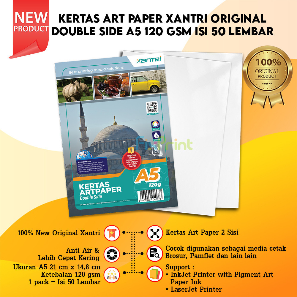 Jual Kertas Art Paper Double Side A5 120gsm 50 Lembar, Kertas Ukuran A5 ...