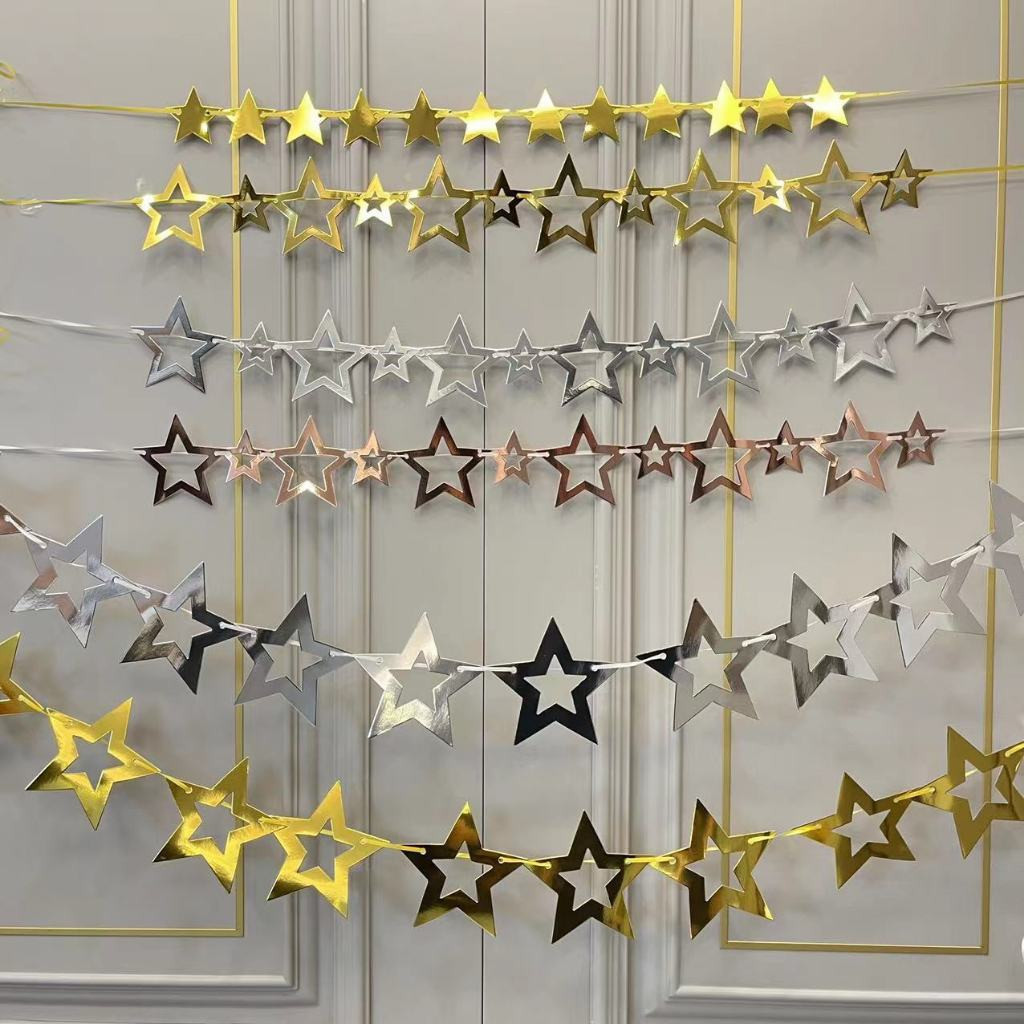 Jual 1 Set Hiasan Hollow Star Bintang Metalik Garland Wedding Party ...