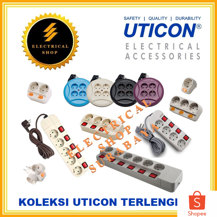 Jual UTICON STOP KONTAK 1 2 3 4 5 6 LUBANG + KABEL 1.5M 3M + SAKLAR + STEKER CABLE ROLL 4M ...
