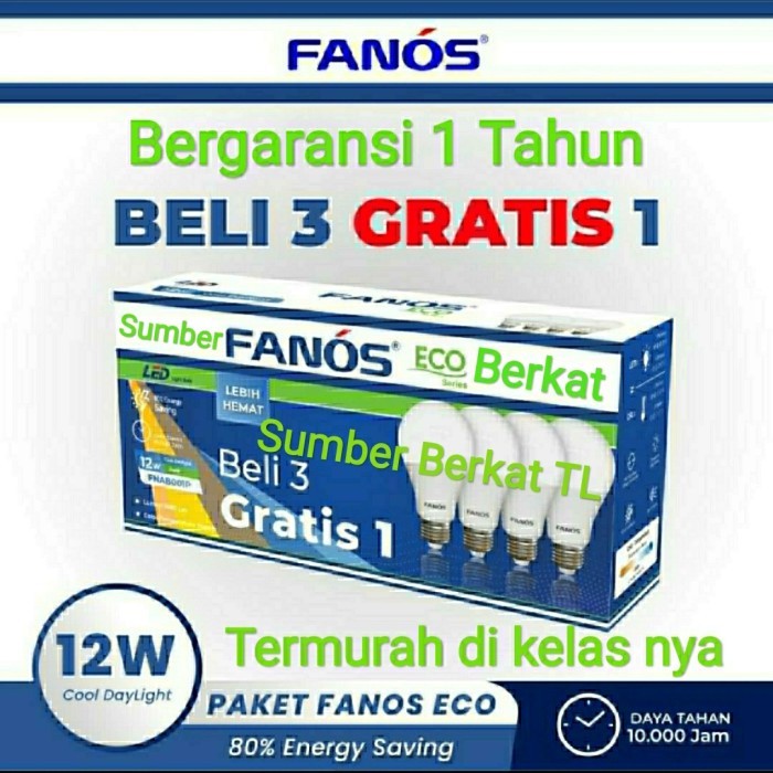 Jual Fanos LED Paket Beli 3 Gratis 1 Multipack Fanos ECO 12 Watt 12Watt 12W | Shopee Indonesia