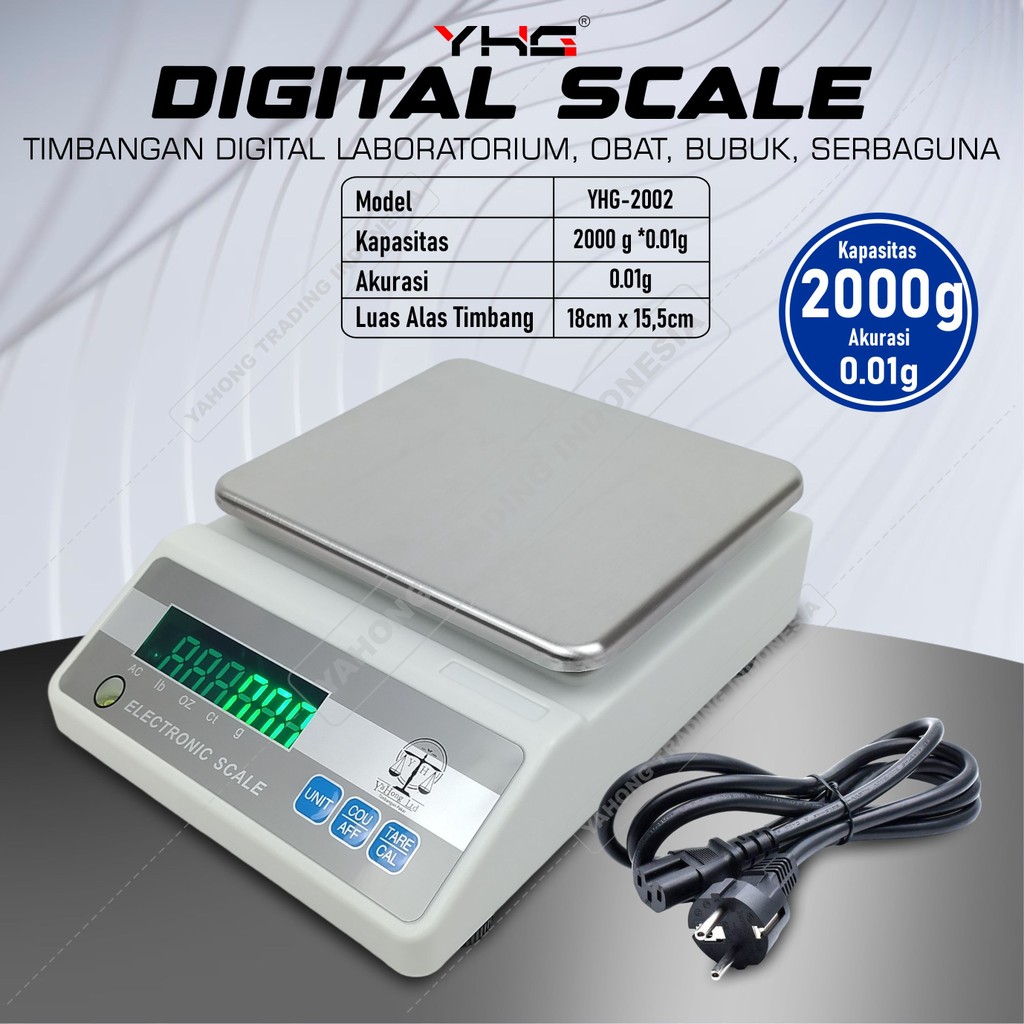 Jual Timbangan Digital 2kg 2000g 0.01g Timbangan Lab Counting Obat ...