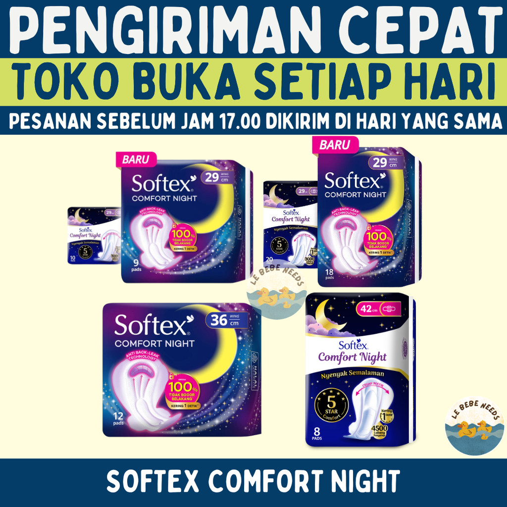 Jual Softex Pembalut Wanita Comfort Night - Softex Comfort Night 29cm 36cm 42cm | Shopee Indonesia