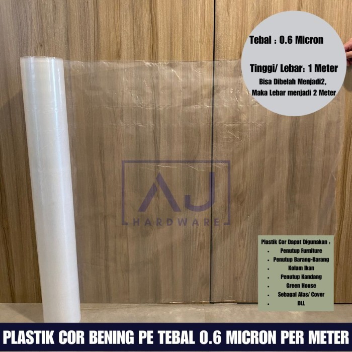 Jual Plastik Cor Bening 1 Meter Plastik PE 0.6 Micron Lebar 1 Meter ...