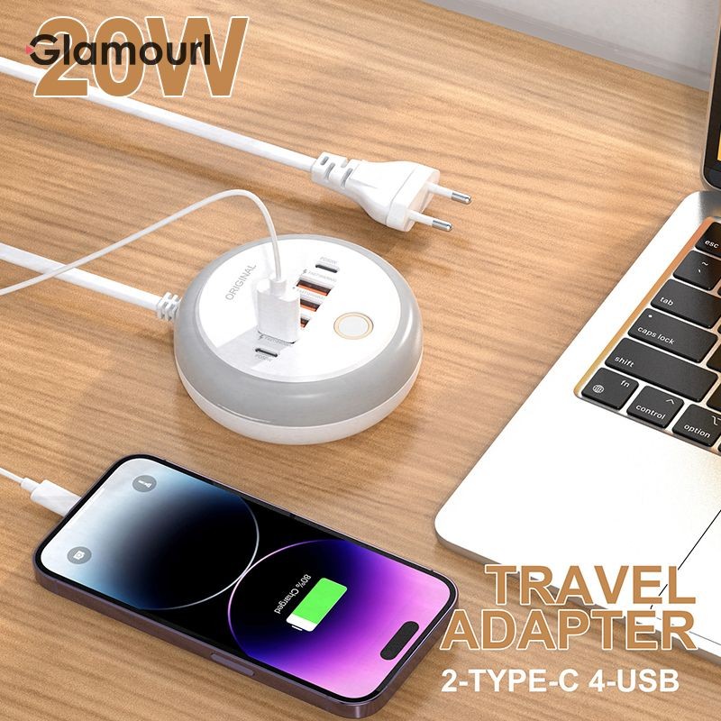 Jual Colokan Baris Melingkar Enam Antarmuka Pengisi Daya 2PD+4USB Cepat Cerdas USB Smart Power ...