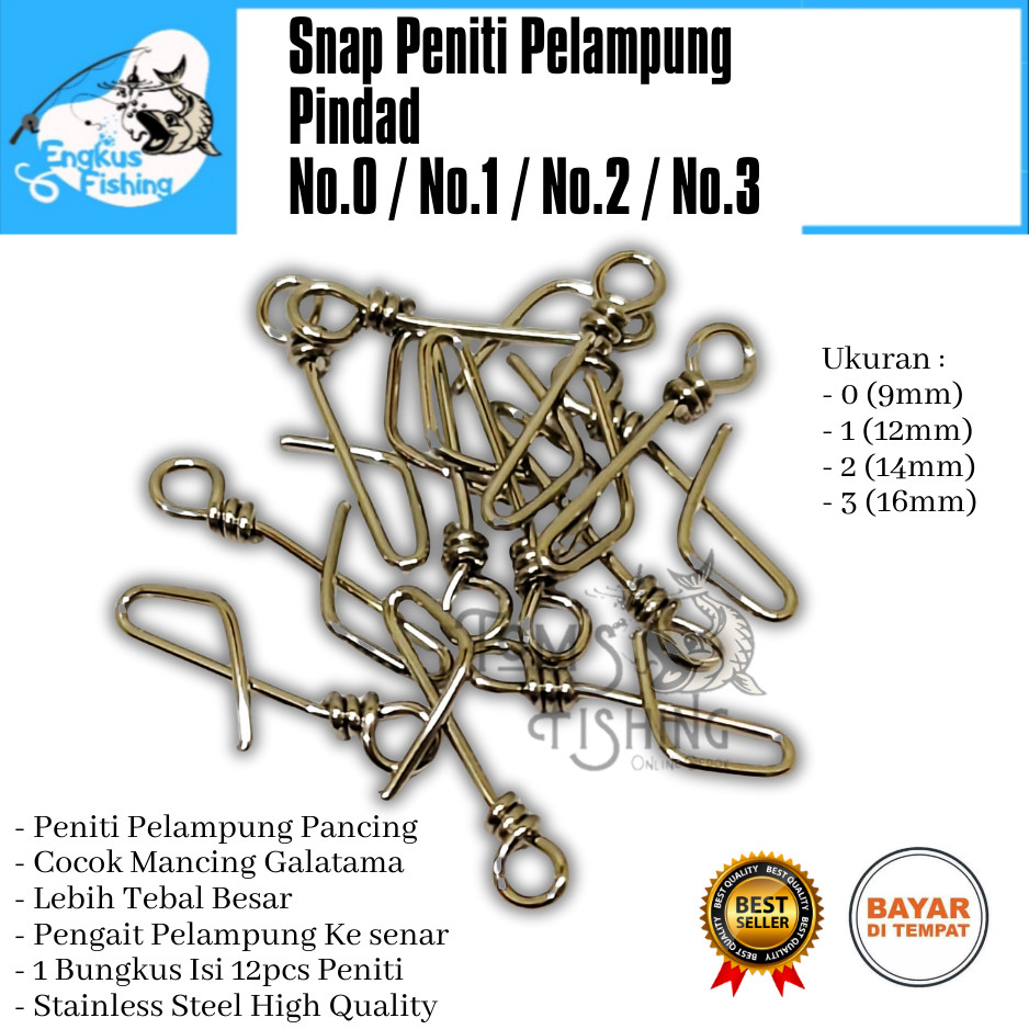 Jual Snap Peniti Pancing PINDAD (Perbungkus) Pelampung Stainless Steel ...