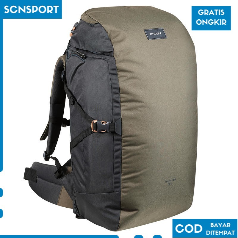 Jual Forclaz Tas Carrier Backpack Travel 100 60L Khaki 8554568 SP1 ...