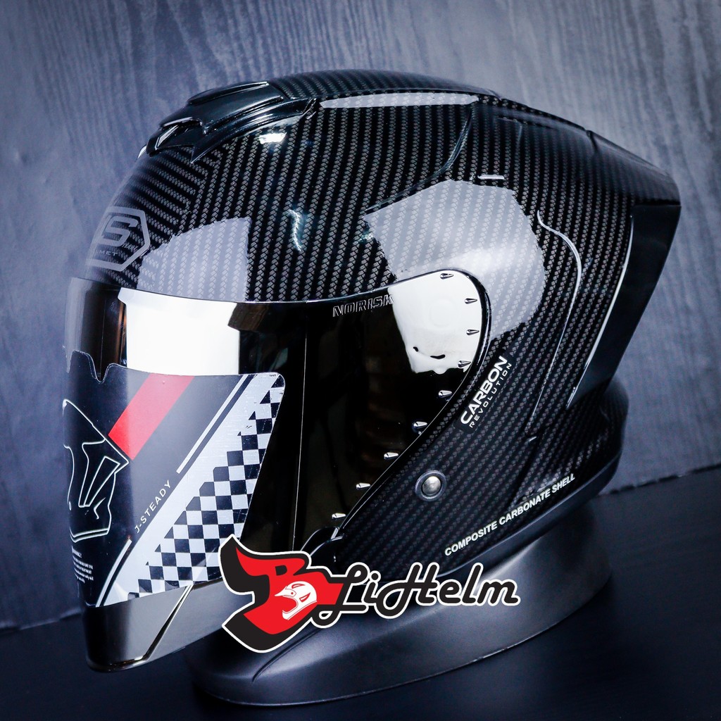 Jual JS ARMOR MOTIF CARBON GLOSSY | HALF FACE | Shopee Indonesia