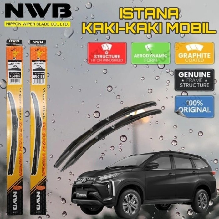Jual Wiper Depan New Terios Ukuran 22” & 16” NWB Japan Hybrid Frameless | Shopee Indonesia