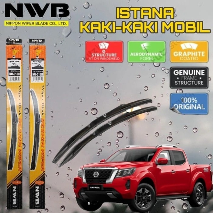 Jual Wiper Depan Nissan Navara Ukuran 24” & 19” NWB Japan Hybrid Frameless | Shopee Indonesia