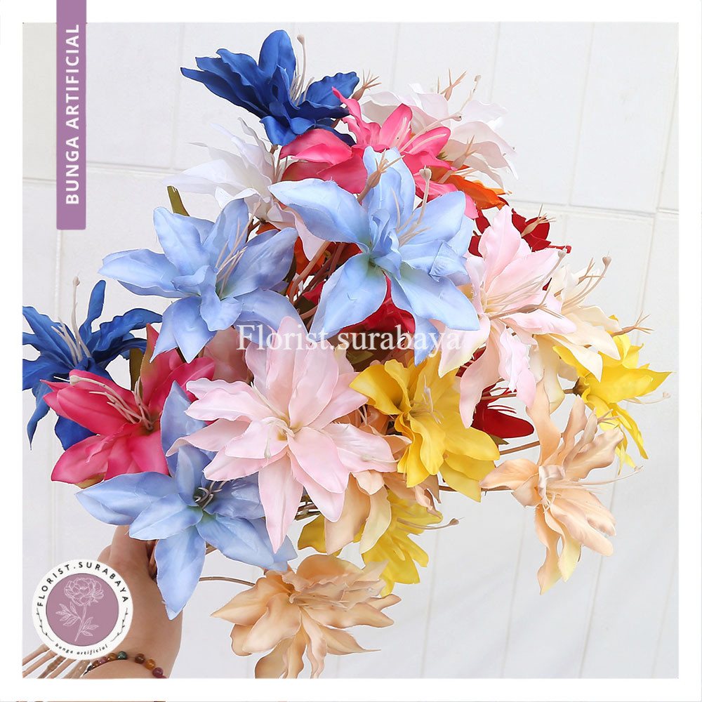 Jual Lily Tangkai Panjang Cabang 3 Bunga Star Magnolia Kamboja Lily ...