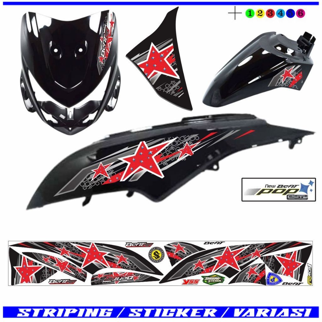 Jual STIKER MOTOR / STIKER VARIASI MOTIF RACING MOTIF SIMPLE BEAT POP ...