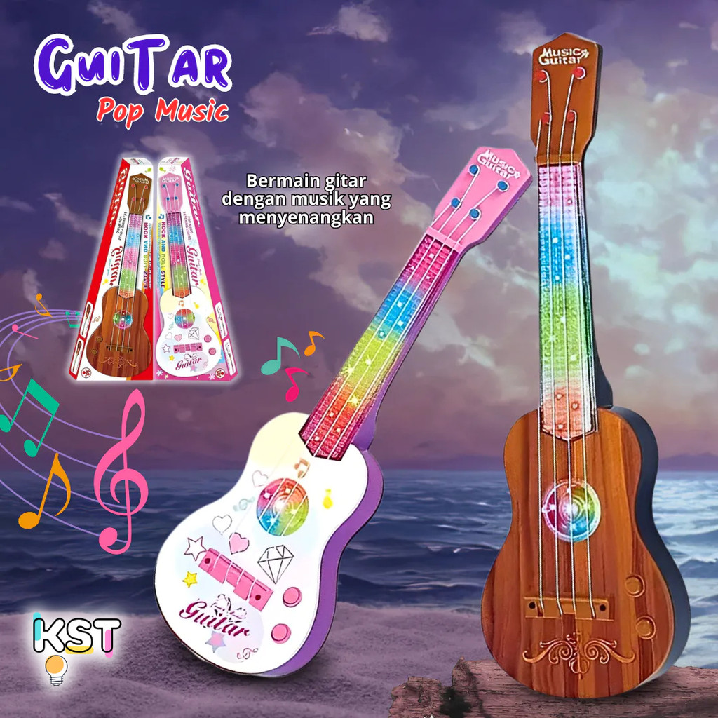 Jual [KST] Pop Music Gitar Ukelele | Gitar Mainan Anak Perempuan Laki ...