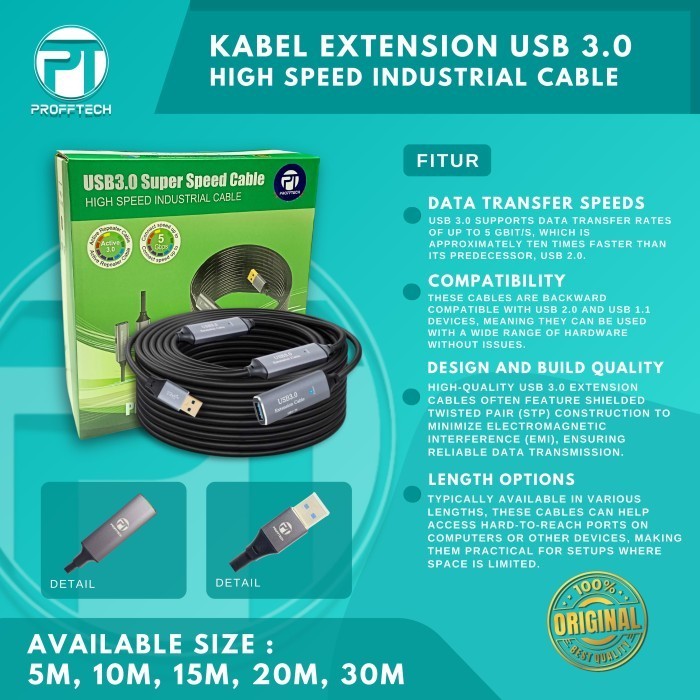 Jual KABEL USB Extension Active / Extender Aktif Cable USB Male To USB 3.0 Female Kabel Data 5 ...