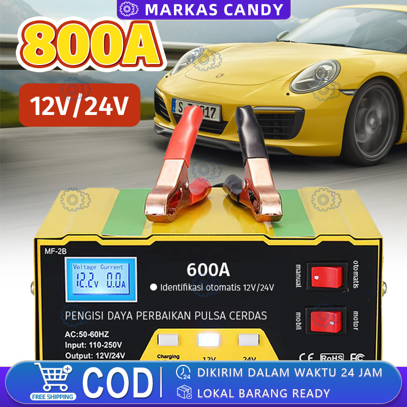 Jual Charger Aki Otomatis Smart Intelligent Auto Repair Mobil Pengisi daya 12v24v 400W 800AH ...