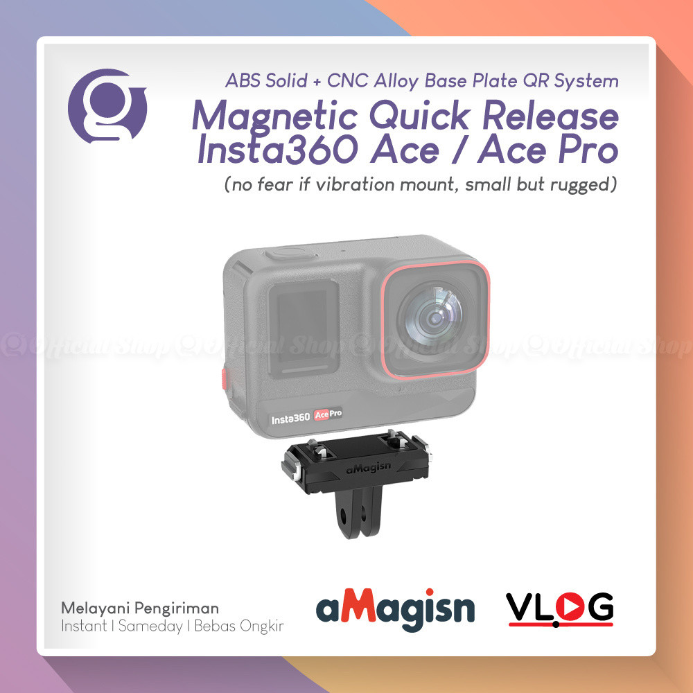 Jual aMagisn ABS Magnetic Mount for Insta360 ACE / PRO / PRO 2 / X5 Quick Release Plastic ...