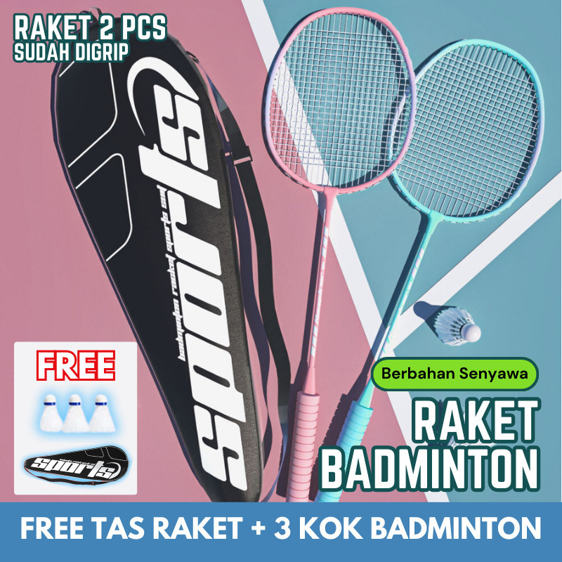 Jual [366SH] Raket Badminton isi 2pcs Raket Bulu Tangkis Alat Olahraga ...