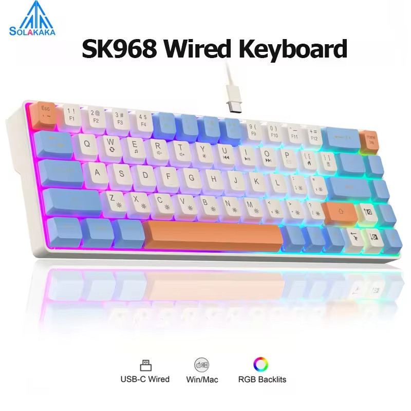 Jual SOLAKAKA SK968 Wired Keyboard Optical Switches RGB Backlit Keycaps ...