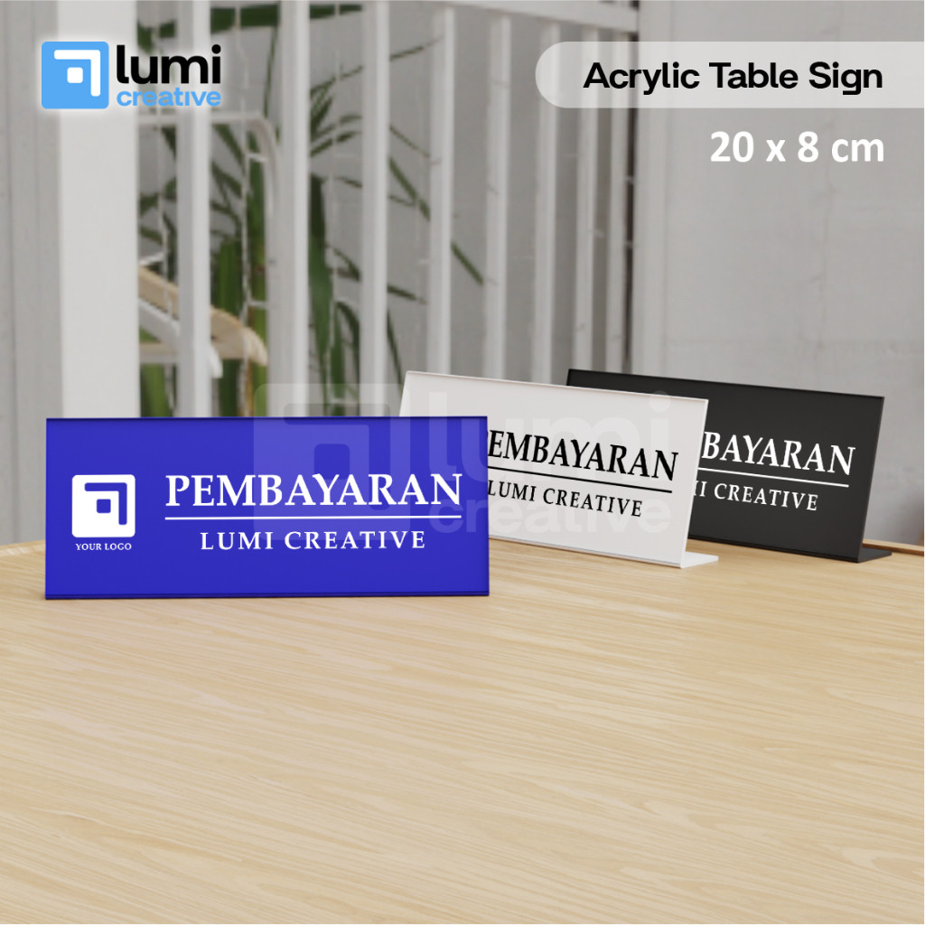 Jual Papan Nama Meja Pembayaran 20x8 CM Custom / Tanda Meja Akrilik ...