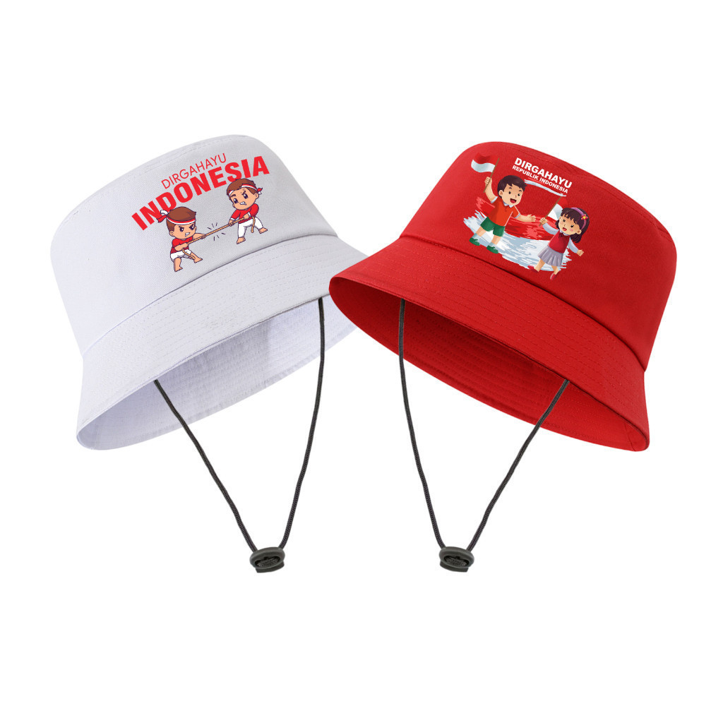 Jual GRATIS BORDIR NAMA - Topi Bucket Anak Merah Putih Sablon Bendera ...