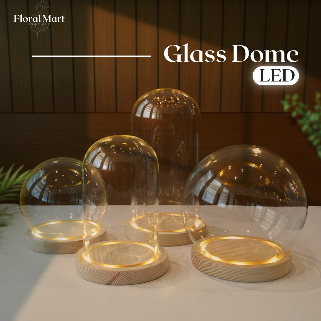 Jual Glass Dome LED Kaca Flower Bunga Kering Flomart | Shopee Indonesia