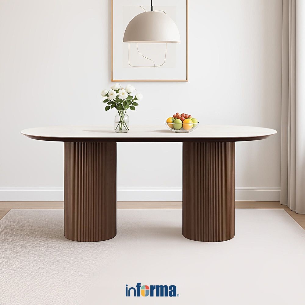 Jual Informa Ebbie Meja Makan Travertine - Cokelat Dining Table Dinner ...